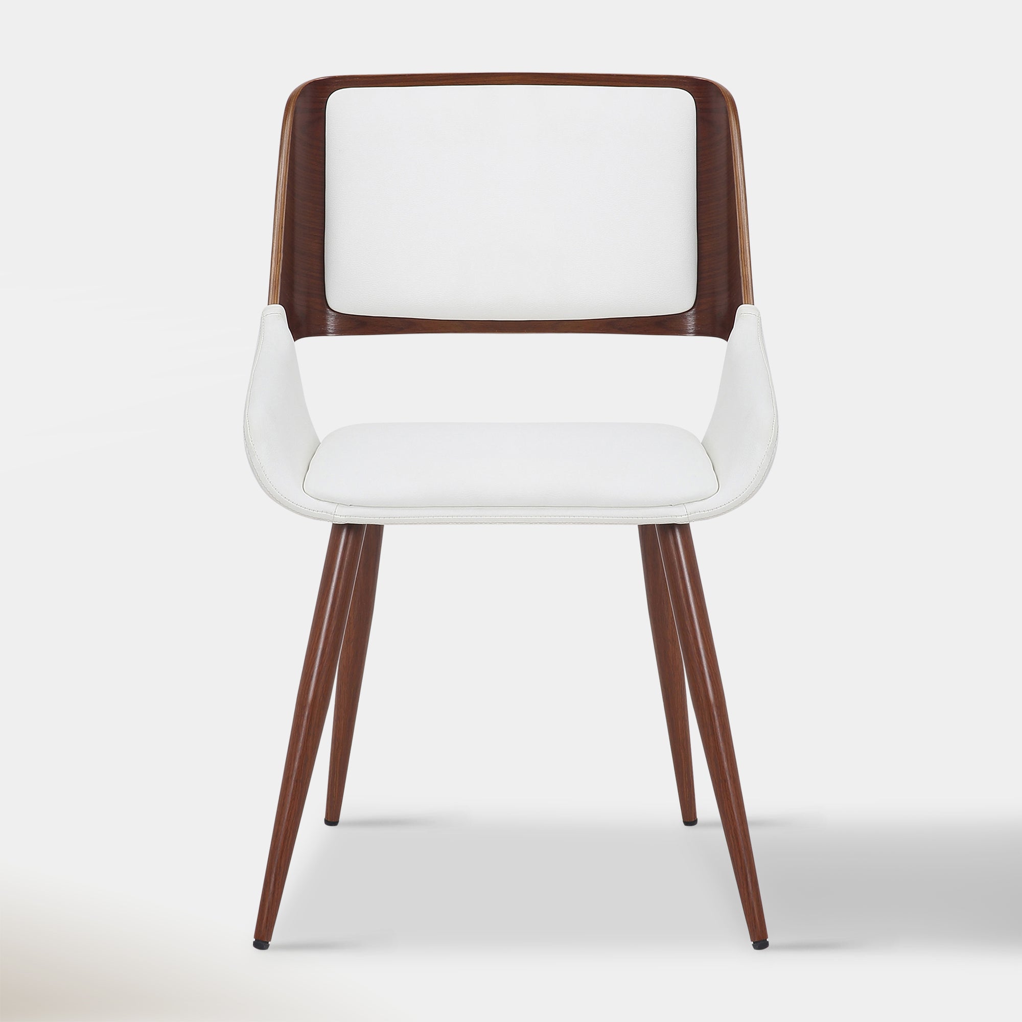 Carter Dining Chair - White Faux Leather & Walnut | Hoft Home