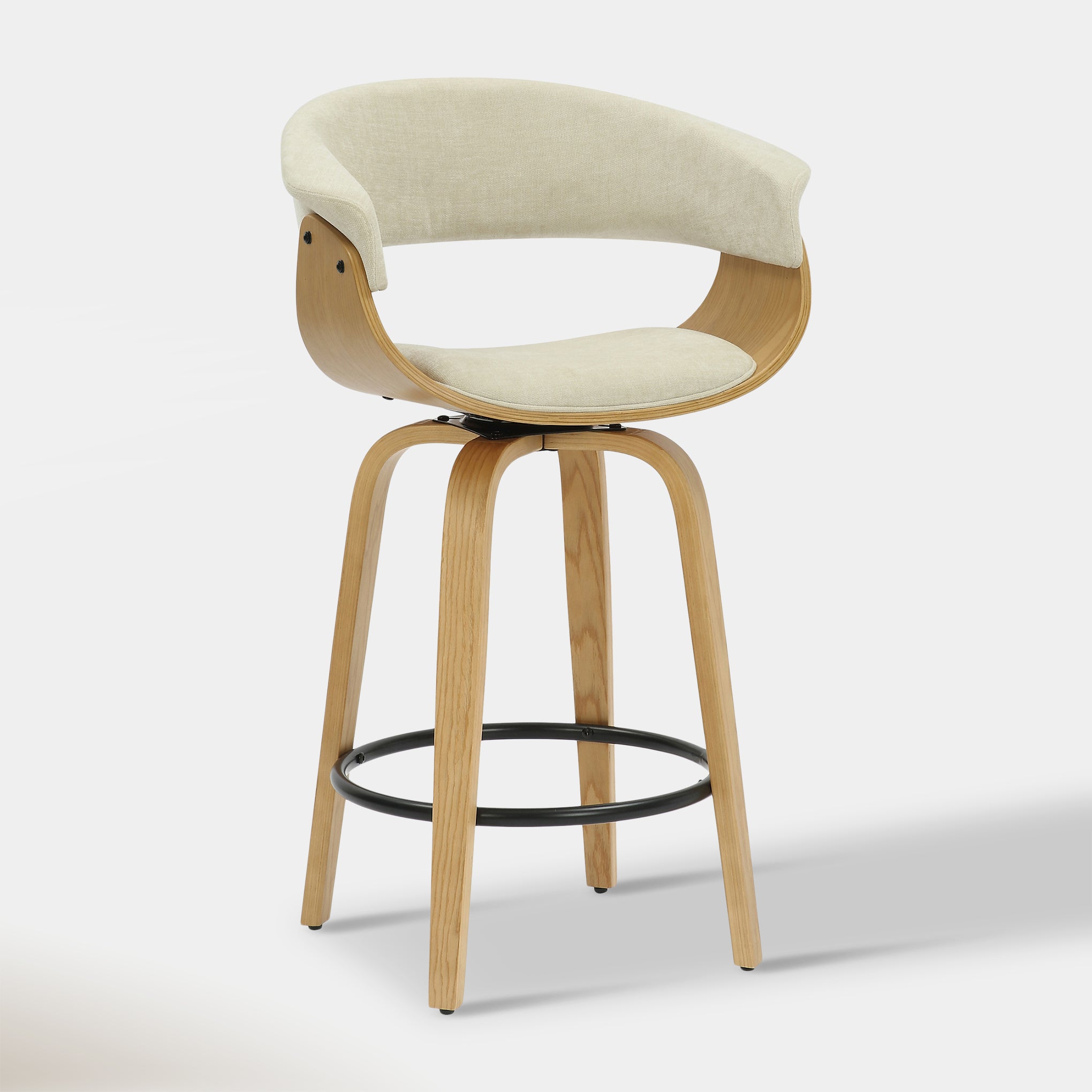 Jerreau Counter Stool - Beige & Oak | Hoft Home