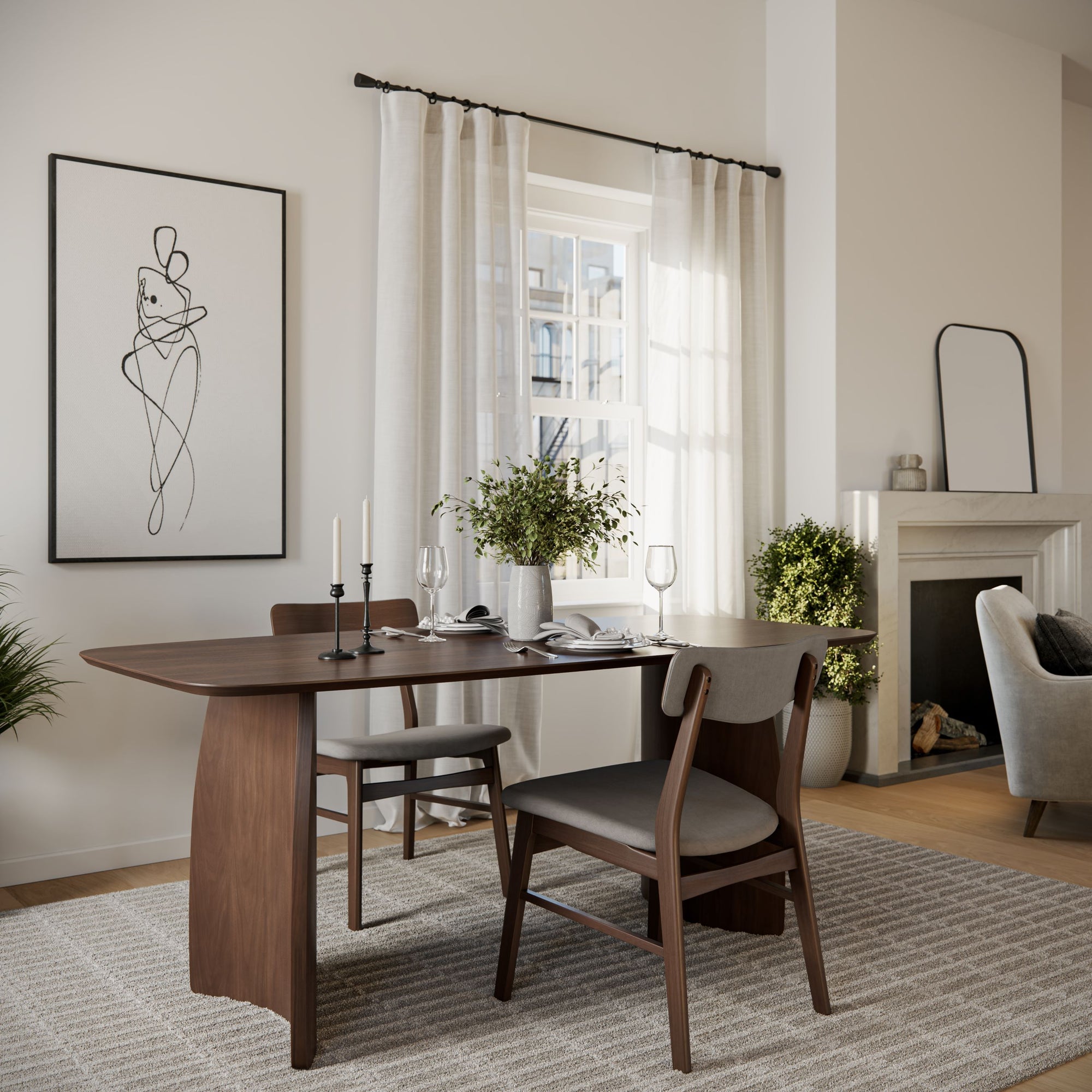 Caden Dining Table - Walnut | Hoft Home