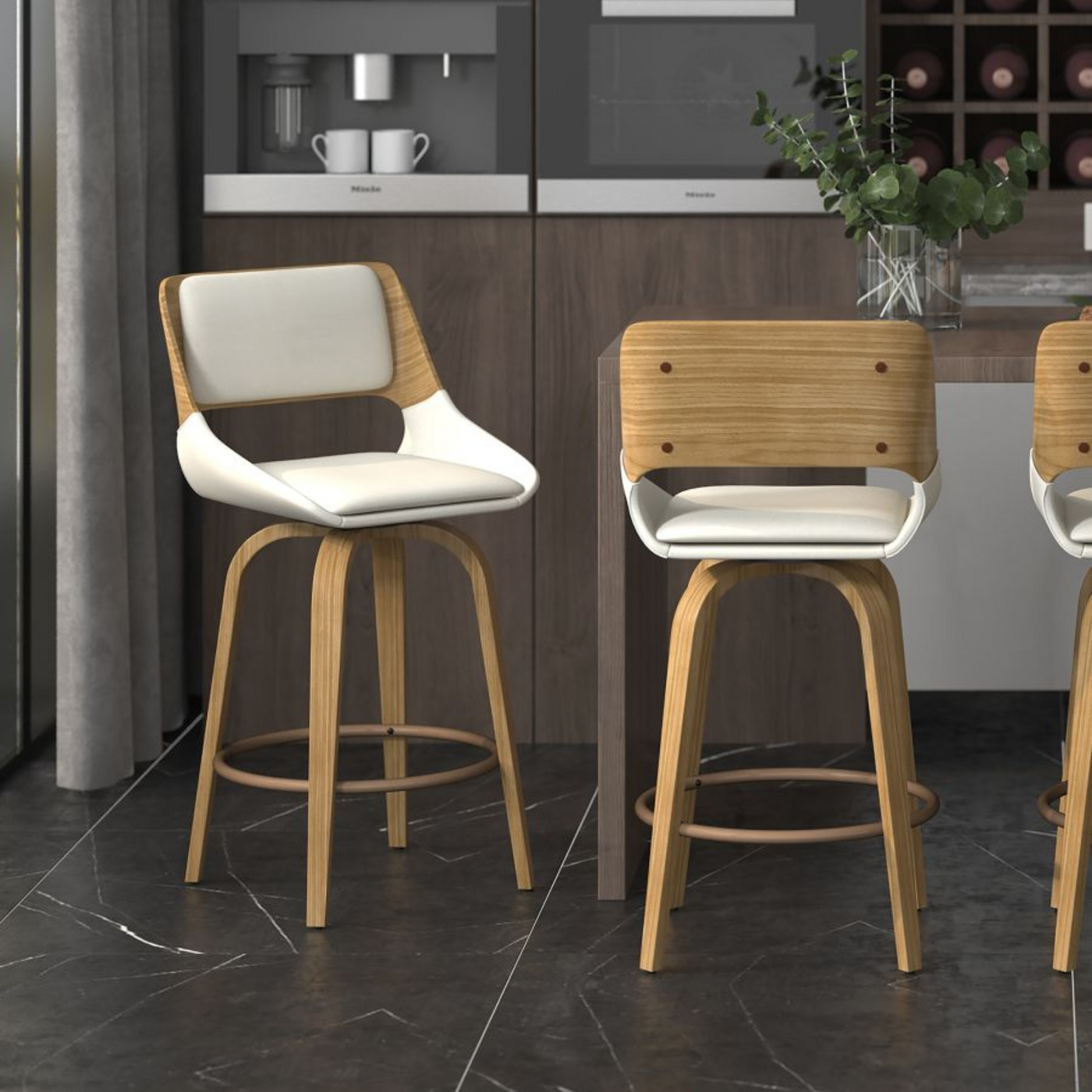 Carter Counter Stool - Beige & Oak | Hoft Home