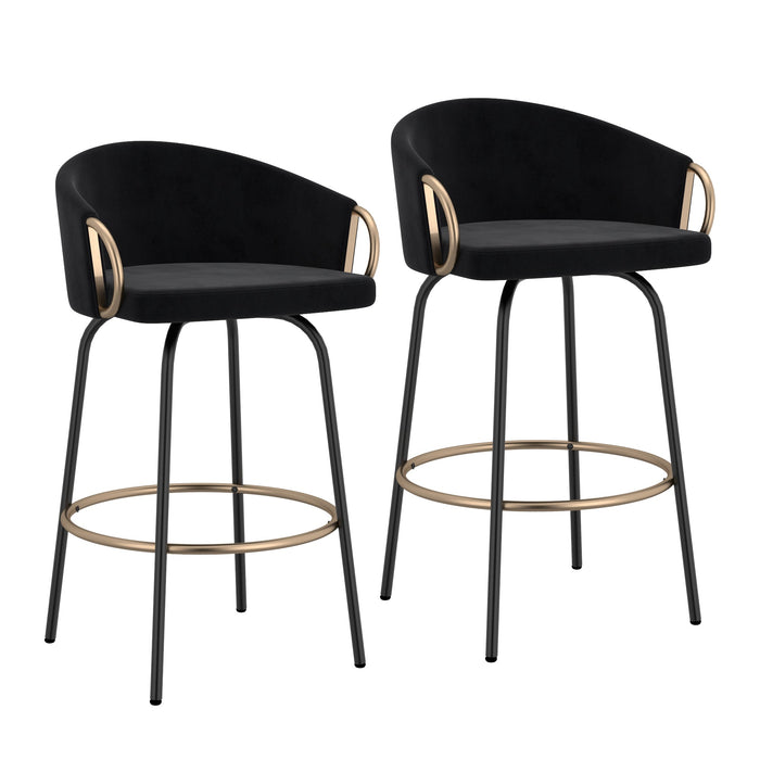 Harper Counter Stool - Black Velvet | Hoft Home
